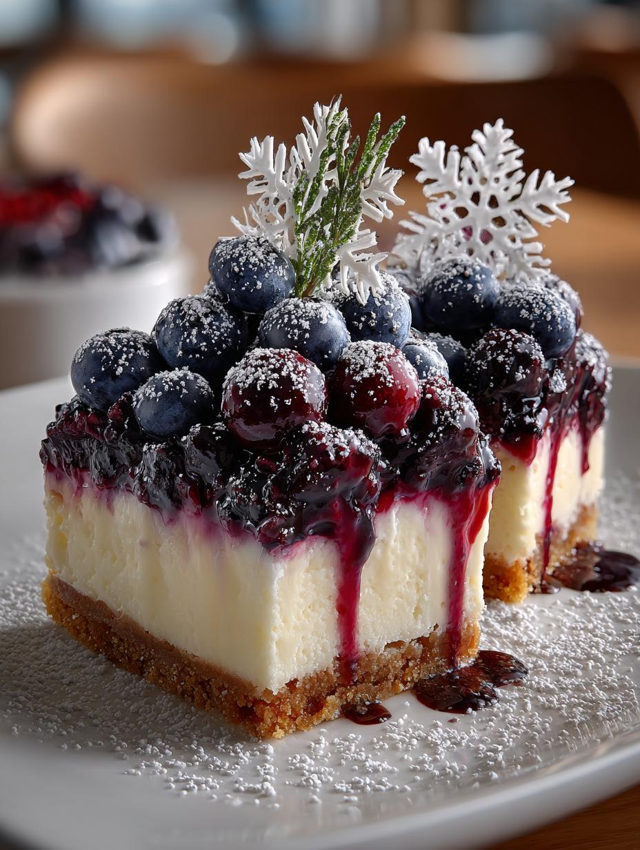 Delicious Christmas Snowflake Blueberry Cheesecake Bars - Slam Recipes